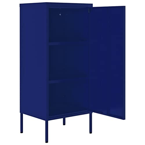 vidaXL Storage Cabinet Home Indoor Living Room Cupboard Bookcase Display Book Cabinet Sideboard Furniture with Adjustable Shelves Navy Blue Steel