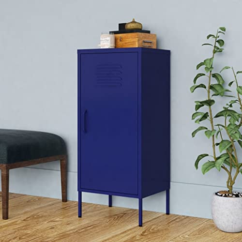 vidaXL Storage Cabinet Home Indoor Living Room Cupboard Bookcase Display Book Cabinet Sideboard Furniture with Adjustable Shelves Navy Blue Steel