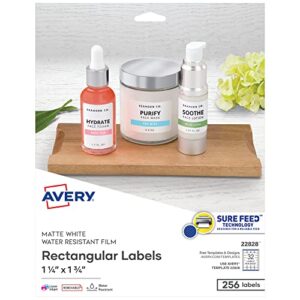 avery printable blank rectangle labels, 1.25″ x 1.75″, white, 256 customizable labels (22828)