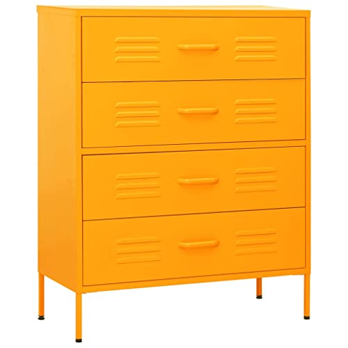 vidaXL Chest of Drawers Home Indoor Living Room Bedroom Side Drawer Storage Cabinet with Levellers Sideboard Furniture Mustard Yellow Steel