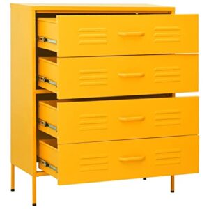 vidaXL Chest of Drawers Home Indoor Living Room Bedroom Side Drawer Storage Cabinet with Levellers Sideboard Furniture Mustard Yellow Steel