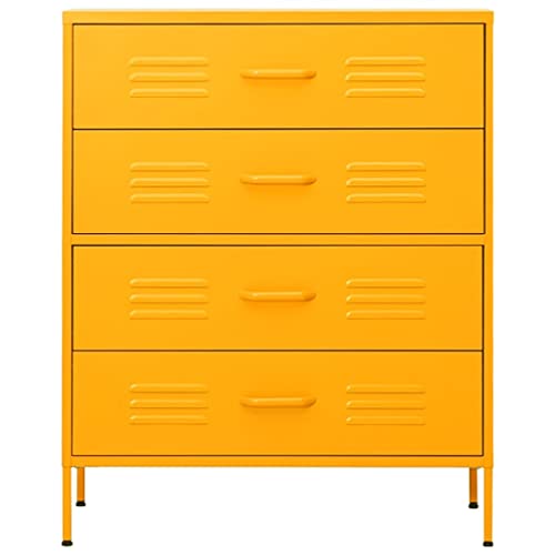 vidaXL Chest of Drawers Home Indoor Living Room Bedroom Side Drawer Storage Cabinet with Levellers Sideboard Furniture Mustard Yellow Steel