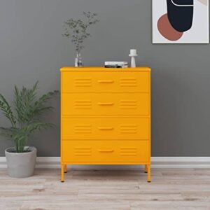 vidaXL Chest of Drawers Home Indoor Living Room Bedroom Side Drawer Storage Cabinet with Levellers Sideboard Furniture Mustard Yellow Steel