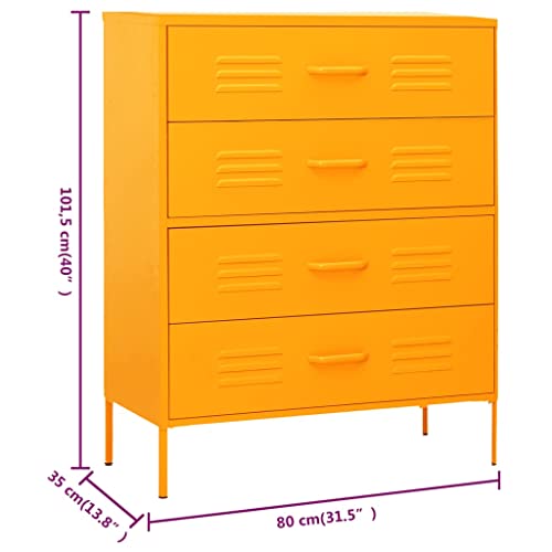 vidaXL Chest of Drawers Home Indoor Living Room Bedroom Side Drawer Storage Cabinet with Levellers Sideboard Furniture Mustard Yellow Steel