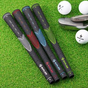 SAPLIZE Golf Grips Set of 13 with Solvent Kit, Standard Size, Rubber Golf Club Grips, White CC01S Series