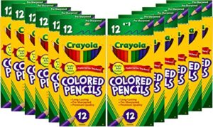 crayola colored pencils bulk, kids school supplies for teachers, 12 packs with 12 colors [amazon exclusive]