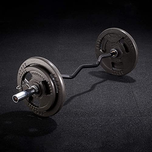 papababe 56'' Olympic Curl Bar, EZ Curl Barbell, 500 LB Weight Capacity Galvanized Lifting Bar for Strength Training, Biceps Curl and Triceps Extensions, Workout Barbell Super Suitable for Weightlifting, Hip Thrusts,Squats and Lunges