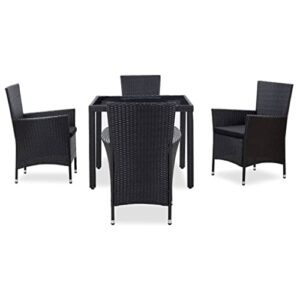 vidaXL Patio Dining Set 9 Piece Outdoor Garden Terrace Yard Furniture Modern Dining Set Table and Chair Seating Seat Poly Rattan Black