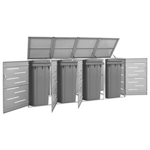 vidaxl quadruple wheelie bin shed 108.9″x30.5″x45.5″ stainless steel