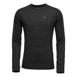 black diamond mens solution 150 merino wool base long sleeve crew, black, medium