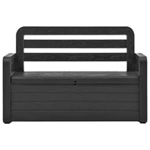 vidaXL Patio Storage Bench Garden Outdoor Balcony Backyard Terrace Lounge Seating Furniture Cushion Pillow Box 52.2" Plastic Anthracite