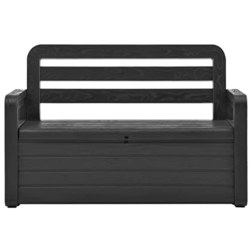 vidaXL Patio Storage Bench Garden Outdoor Balcony Backyard Terrace Lounge Seating Furniture Cushion Pillow Box 52.2" Plastic Anthracite