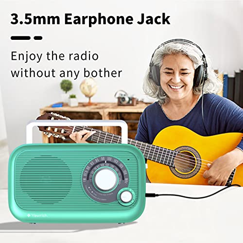 Portable AM/FM Radio with Bluetooth, Battery Operated Transistor Analog Radio or AC Powered with Best Reception, Big and Precise Tuning Knob Large Bluetooth Speaker Easy to Use Suit for Home Cafe