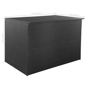 vidaXL Patio Storage Box Poly Rattan Outdoor Garden Home Furniture Blanket Box Pillow Chest Patio Furniture Storage Case Durable Black