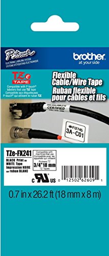 2/Pack Genuine Brother 3/4" (18mm) Black on White Flexible Cable/Wire TZe P-touch Tape for Brother PT-1830, PT1830 Label Maker