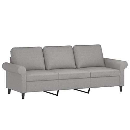 vidaXL 3-Seater Sofa Home Indoor Living Room Lounge Seating Upholstered Sofa Couch Settee Seat Sitting Chair Furniture Light Gray Fabric