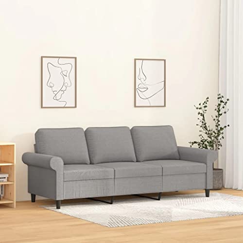 vidaXL 3-Seater Sofa Home Indoor Living Room Lounge Seating Upholstered Sofa Couch Settee Seat Sitting Chair Furniture Light Gray Fabric