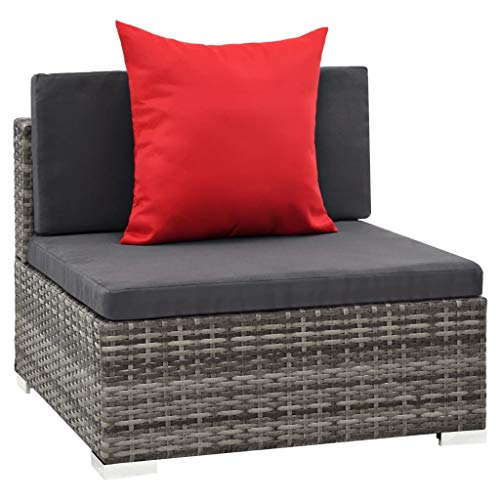 vidaXL 7 Piece Garden Lounge Set with Cushions Poly Rattan Gray