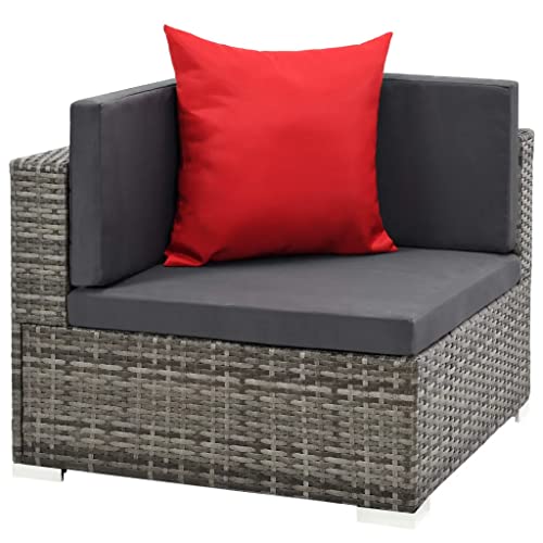 vidaXL 7 Piece Garden Lounge Set with Cushions Poly Rattan Gray