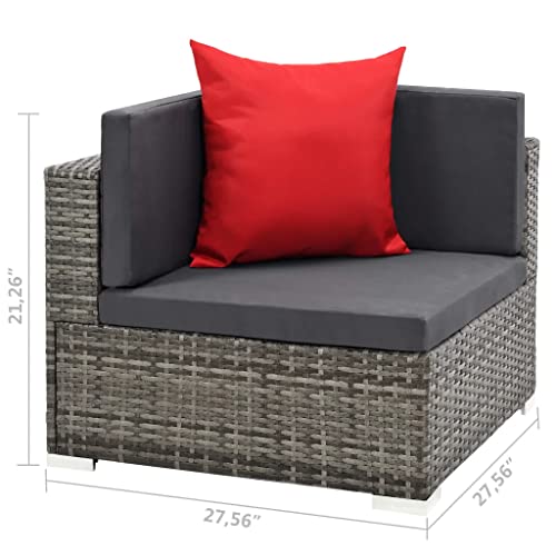 vidaXL 7 Piece Garden Lounge Set with Cushions Poly Rattan Gray