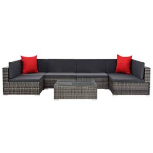 vidaXL 7 Piece Garden Lounge Set with Cushions Poly Rattan Gray