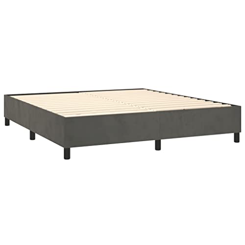 vidaXL Box Spring Bed Frame Home Indoor Bed Accessory Bedroom Upholstered Double Bed Base Furniture Dark Gray 72"x83.9" California King Velvet