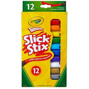 crayola twistables slick stix crayons, 12 count, oil pastel alternative, ages 3 & up, assorted