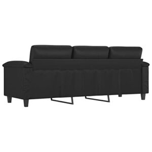 vidaXL 3-Seater Sofa Black 70.9" Faux Leather