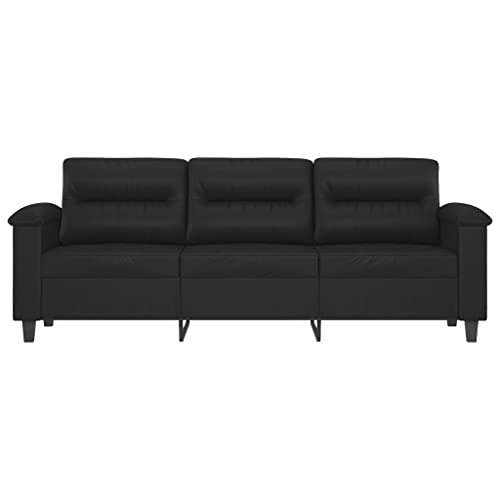 vidaXL 3-Seater Sofa Black 70.9" Faux Leather