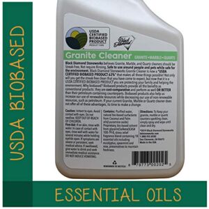 Black Diamond Stoneworks Granite Counter Cleaner: USDA Certified BIOBASED- Safe for Granite, Quartz, Marble, Travertine, Countertops. 1-Quart / 1-Gallon