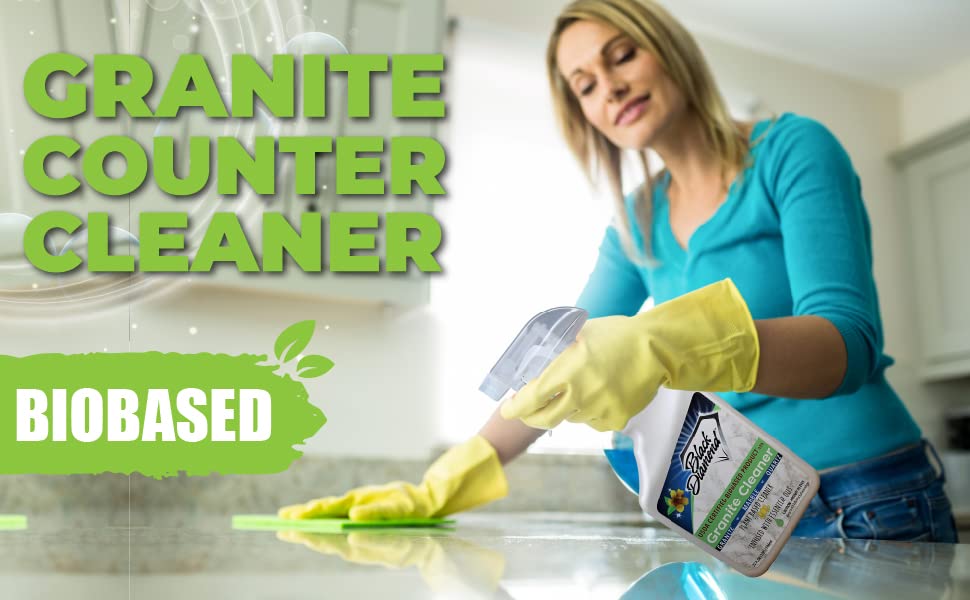 Black Diamond Stoneworks Granite Counter Cleaner: USDA Certified BIOBASED- Safe for Granite, Quartz, Marble, Travertine, Countertops. 1-Quart / 1-Gallon