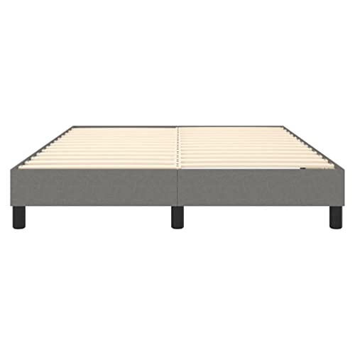 vidaXL Box Spring Bed Frame Home Indoor Bedroom Bed Accessory Wooden Upholstered Double Bed Base Furniture Dark Gray 59.8"x79.9" Queen Fabric