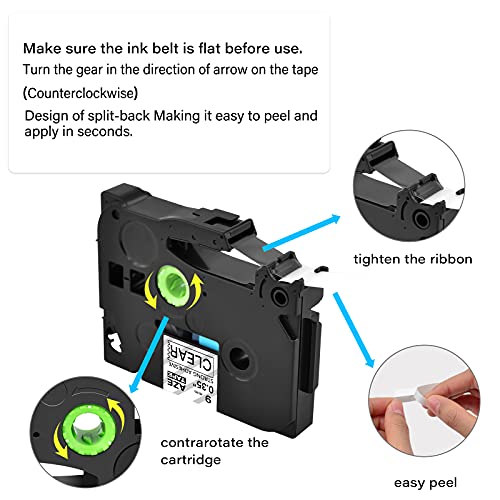 GREENCYCLE Extra Strength Adhesive Black on Clear Label Tape Compatible for Brother TZE-S121 TZeS121 AZES121 3/8" 0.35 Inch 9mm for PT-E550W PT2430PC 1890C PT-D210 300BT PT-1010 PTH100 D200-3 Pack