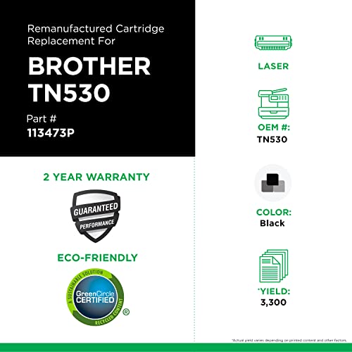 Clover Remanufactured Toner Cartridge Replacement for Brother TN530 | Black