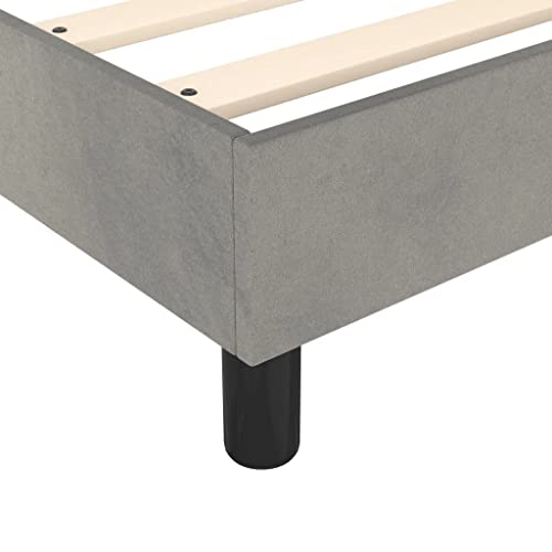 vidaXL Box Spring Bed Frame Home Indoor Bed Accessory Bedroom Upholstered Single Bed Base Furniture Light Gray 39.4"x79.9" Twin XL Velvet