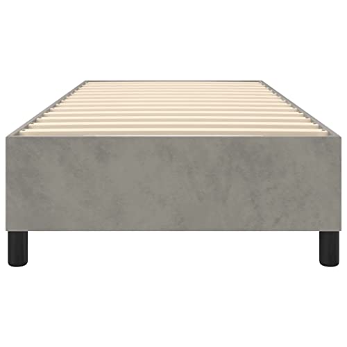 vidaXL Box Spring Bed Frame Home Indoor Bed Accessory Bedroom Upholstered Single Bed Base Furniture Light Gray 39.4"x79.9" Twin XL Velvet