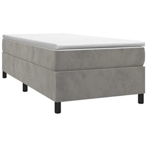 vidaXL Box Spring Bed Frame Home Indoor Bed Accessory Bedroom Upholstered Single Bed Base Furniture Light Gray 39.4"x79.9" Twin XL Velvet