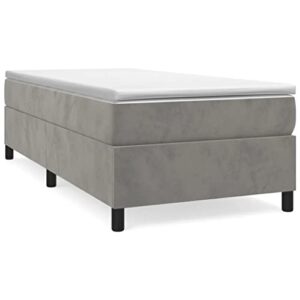 vidaXL Box Spring Bed Frame Home Indoor Bed Accessory Bedroom Upholstered Single Bed Base Furniture Light Gray 39.4"x79.9" Twin XL Velvet