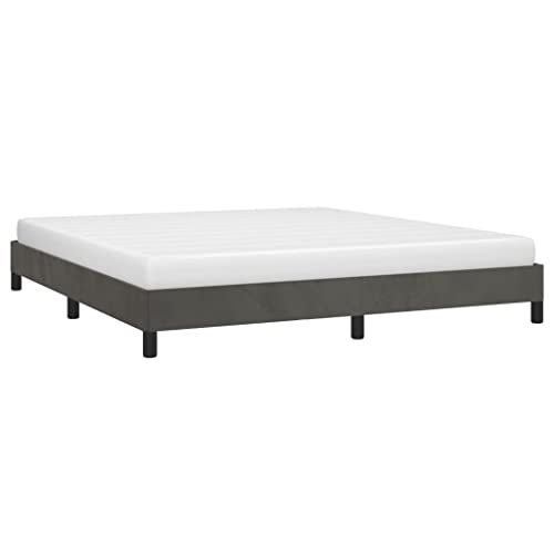 vidaXL Bed Frame Home Indoor Bed Accessory Bedroom Upholstered Double Bed Base Furniture Dark Gray 72"x83.9" California King Velvet