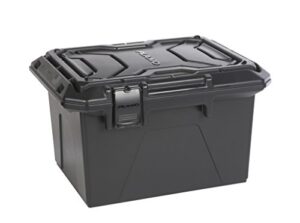 plano ammo crate, black, lockable plastic ammunition storage box, water-resistant protection with interlocking foam and removable dividers