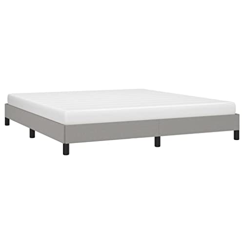 vidaXL Bed Frame Home Indoor Bedroom Bed Accessory Wooden Upholstered Double Bed Base Furniture Light Gray 72"x83.9" California King Fabric