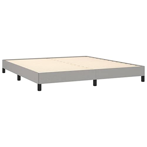 vidaXL Bed Frame Home Indoor Bedroom Bed Accessory Wooden Upholstered Double Bed Base Furniture Light Gray 72"x83.9" California King Fabric