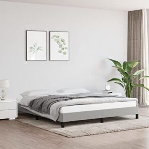 vidaXL Bed Frame Home Indoor Bedroom Bed Accessory Wooden Upholstered Double Bed Base Furniture Light Gray 72"x83.9" California King Fabric