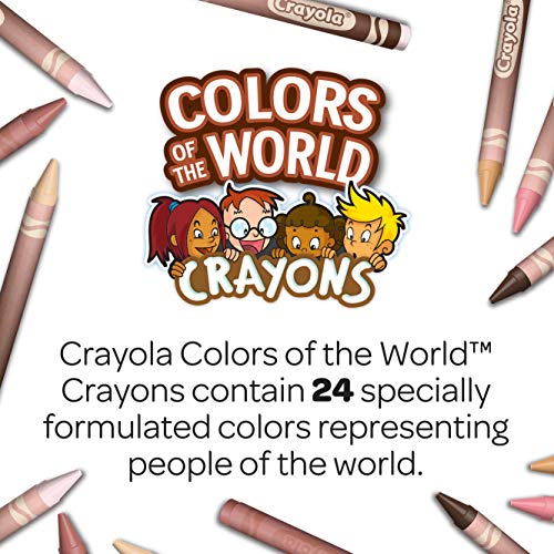 Crayola Colours of the World Wax Colouring Crayons - Assorted Colours (Pack of 24) | Colours That Represent Skin Tones from Around the World | Ideal for Kids Aged 3+