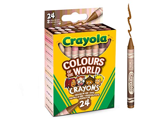 Crayola Colours of the World Wax Colouring Crayons - Assorted Colours (Pack of 24) | Colours That Represent Skin Tones from Around the World | Ideal for Kids Aged 3+