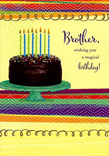 Designer Greetings Magical Birthday Cake with Tall Candles Birthday Card for Brother