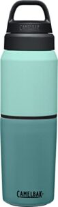 camelbak multibev water bottle & travel cup – vacuum insulated stainless steel – coastal/lagoon – 17 oz bottle & 12 oz cup