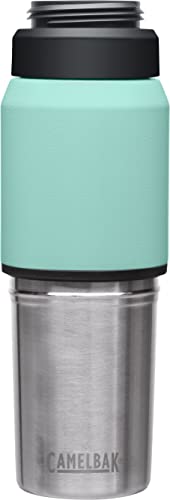 CamelBak MultiBev Water Bottle & Travel Cup – Vacuum Insulated Stainless Steel – Coastal/Lagoon – 17 oz bottle & 12 oz cup