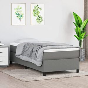 vidaxl box spring bed frame home indoor bedroom bed accessory wooden upholstered single bed base furniture dark gray 39.4″x74.8″ twin fabric