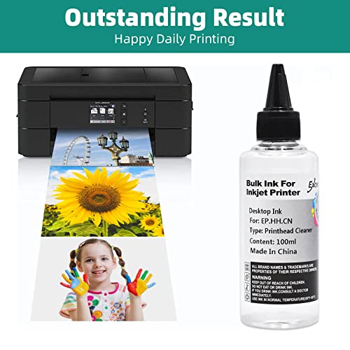 Printhead Cleaning Kit Compatible for Brother Epson HP Canon Nozzle Inkjet EcoTank Officejet Deskjet Pixma Printers-Liquid Printers Head Cleaning Suit Solution 100ml, 5ml Premium Syringe 1PK